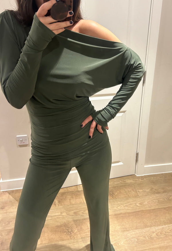 Khaki Off Shoulder Suit - John Zack