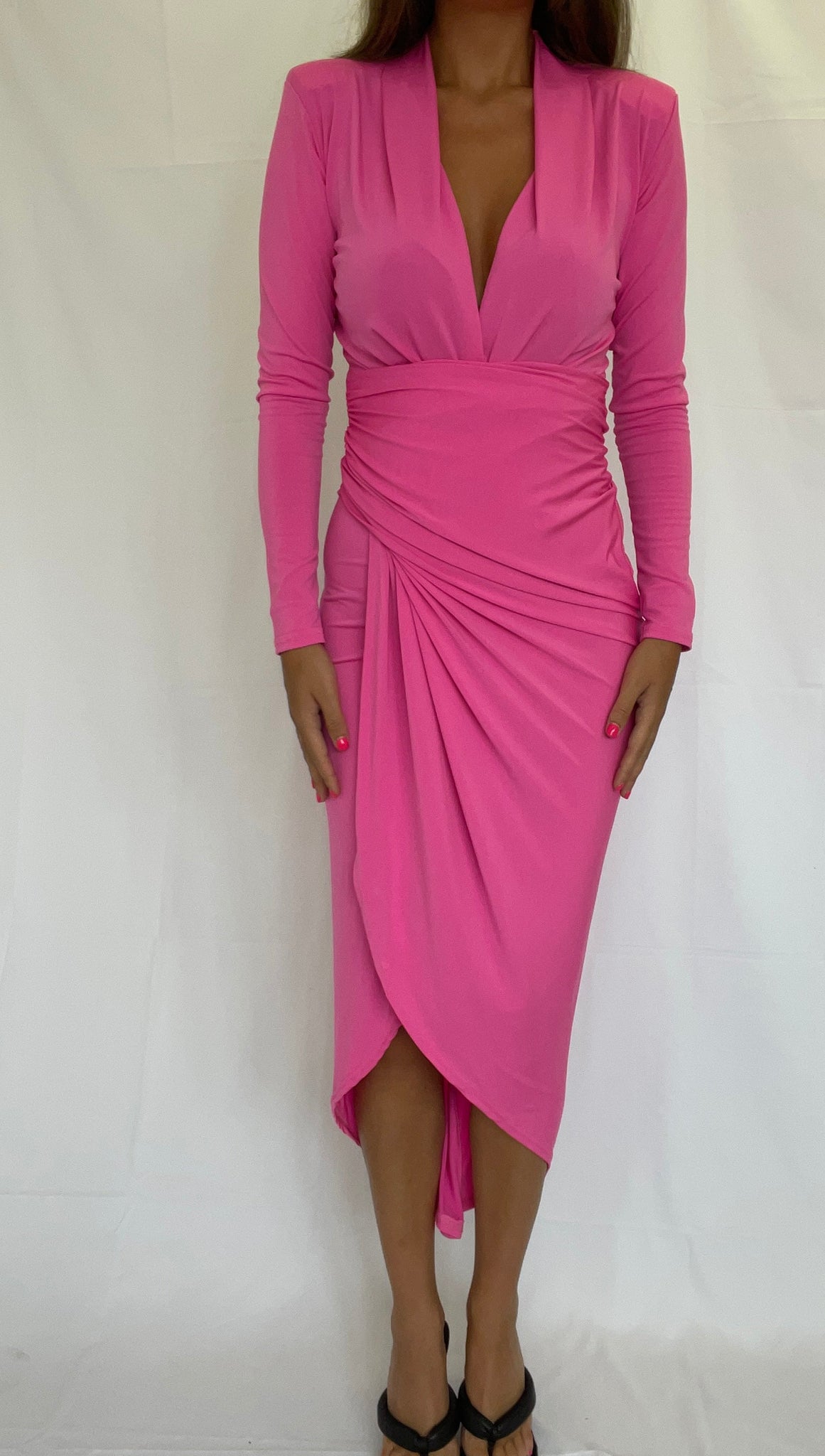 Pink Wrap Midi Dress - John Zack